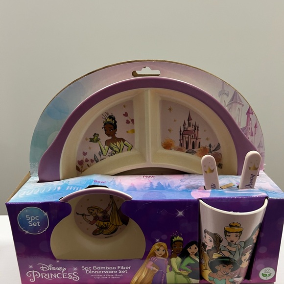 Disney | Dining | Disney Princess Bamboo Dinnerware Set Purple And ...